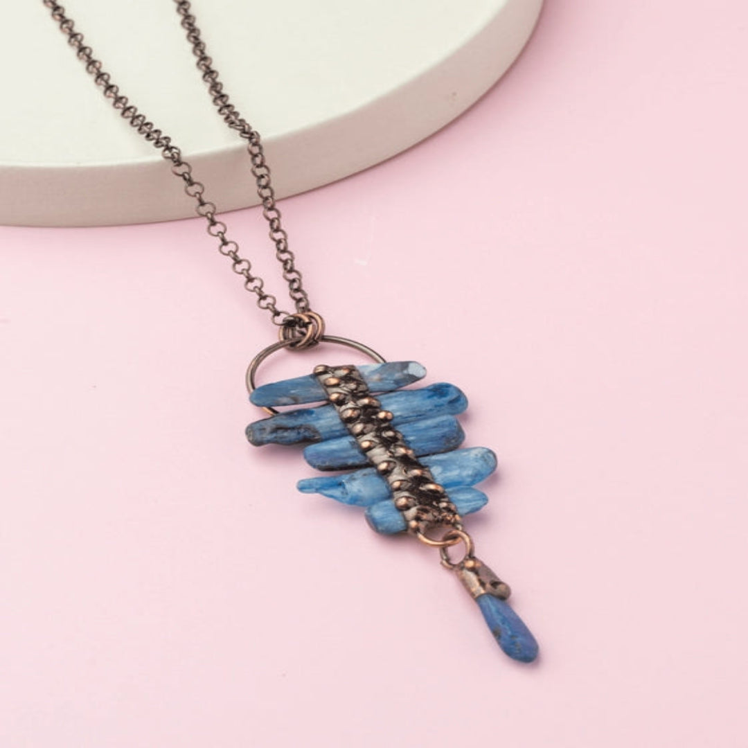 Bohemian Blue Ladder Pendant Necklace - TMV_PD16 – SIA Jewellery