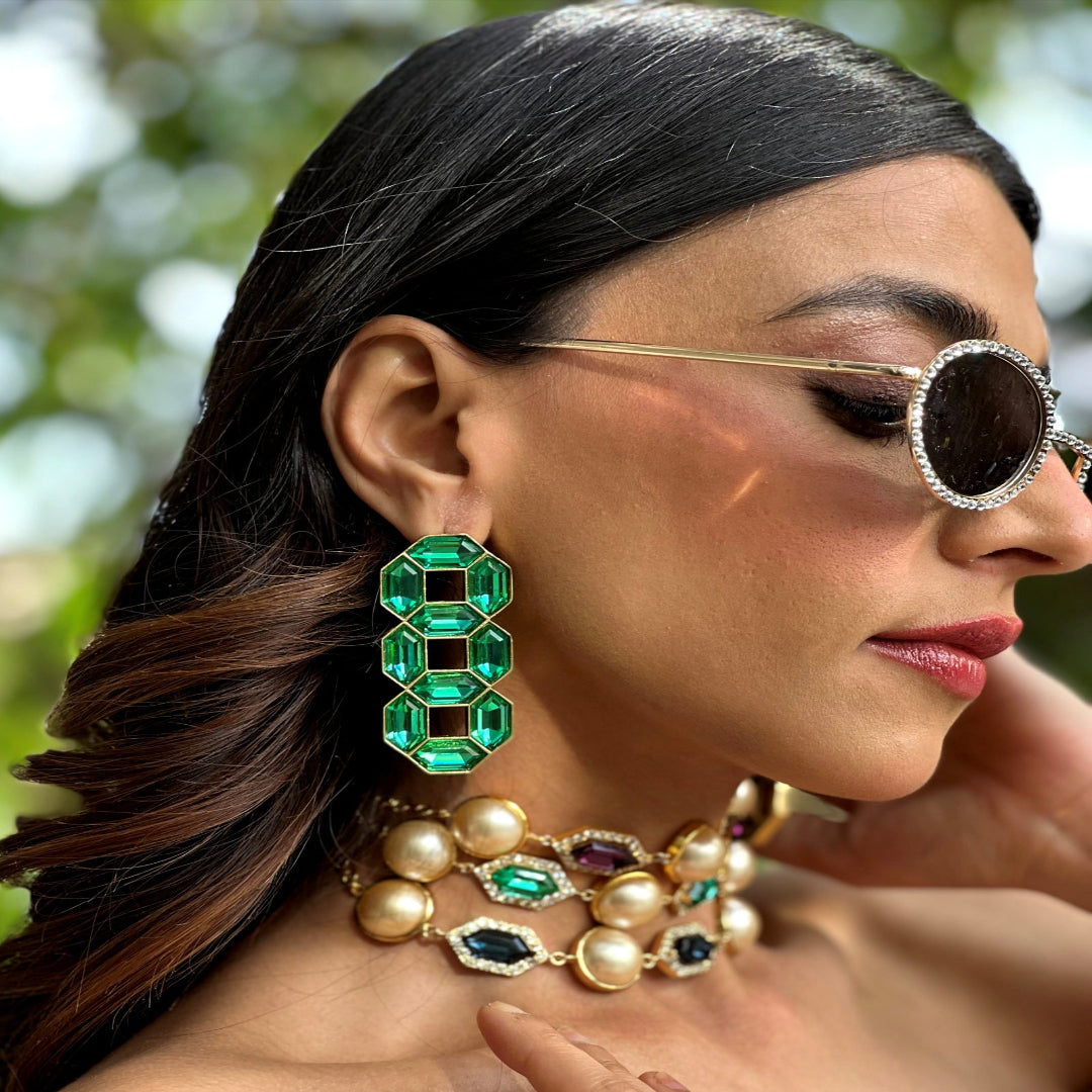 Cavana Statement Studs (Emerald) - CASS6003_GRE – SIA Jewellery