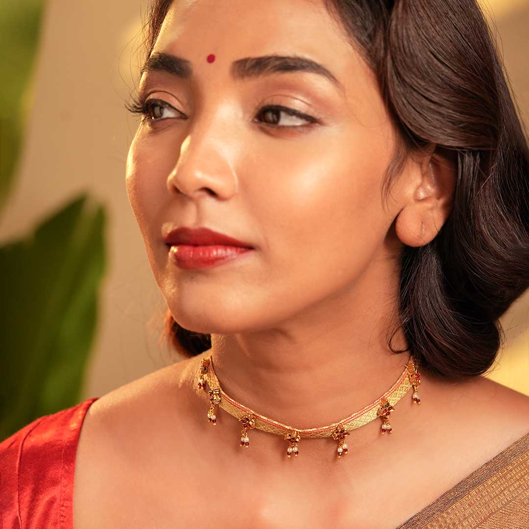 Buy Bold and Beautiful Fabric Choker Set - SK1085 – SIA Jewellery